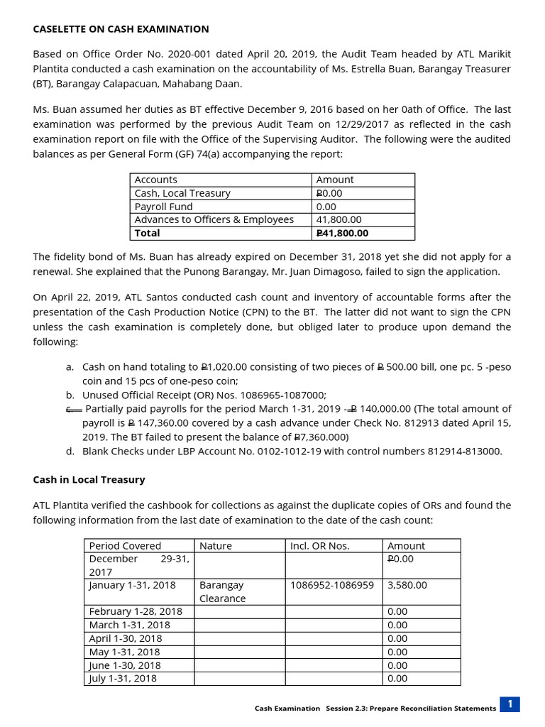 01 Caselette 2.2 - Cash Exam | PDF | Credit Card | Cash