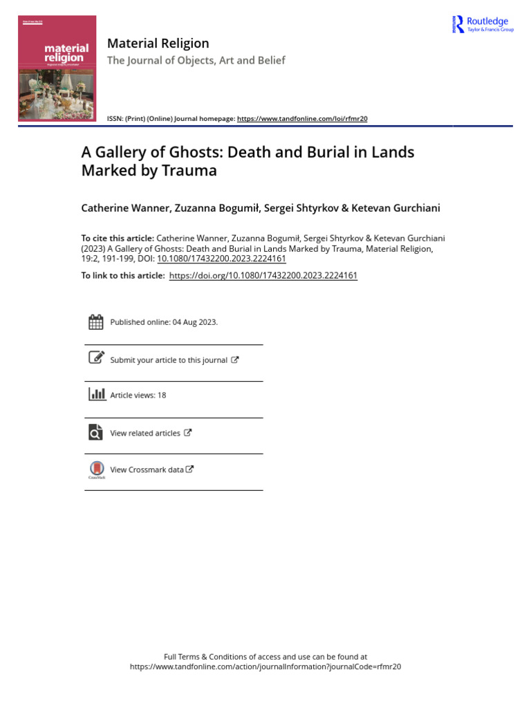 A Gallery of Ghosts: Death and Burial in Lands Marked by Trauma Catherine Wanner, Zuzanna ...