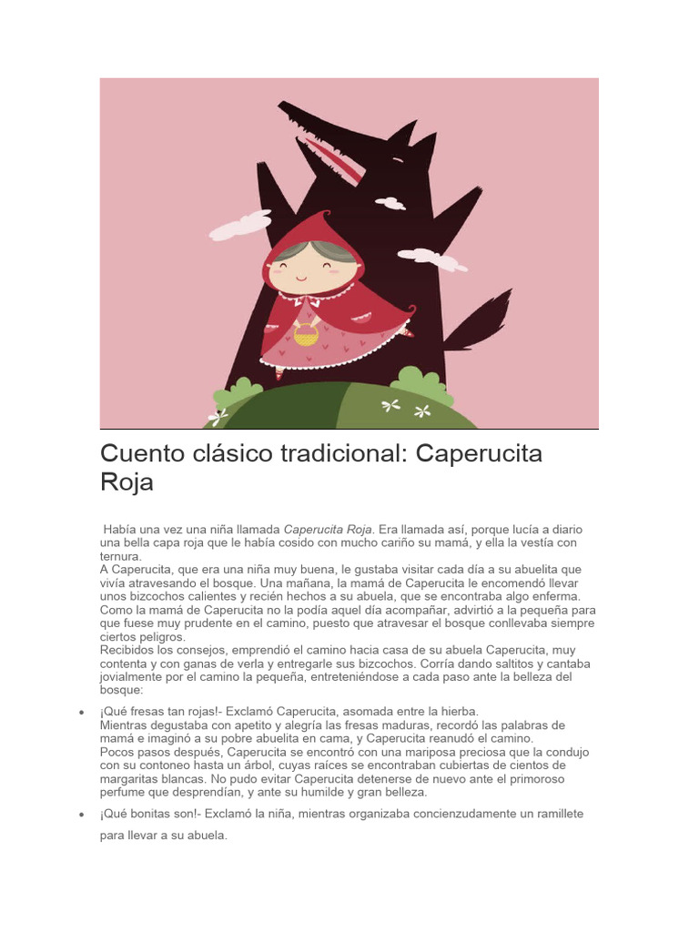 Cuento Clásico Tradicional CAPERUCITA ROJA | PDF | Caperucita Roja