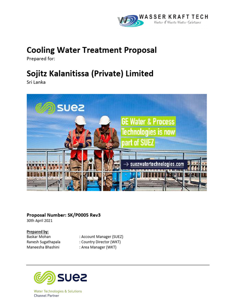 SUEZ Cooling Water Treatment Proposal | PDF | Performance Indicator | Water