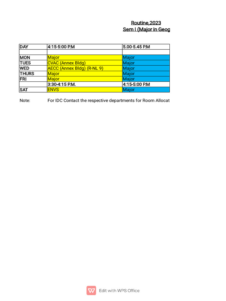 Sem 1 2023 Routine | PDF Sem 1 2023 Routine | PDF