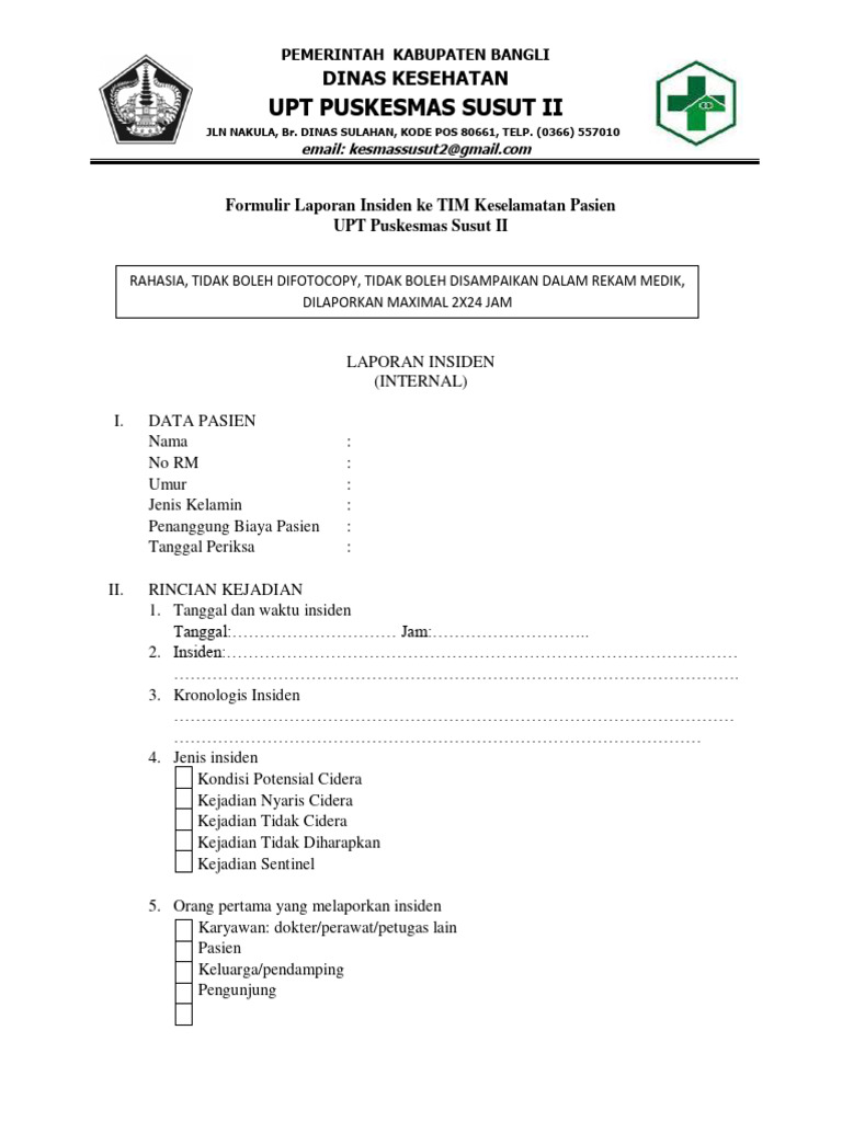 Laporan Insiden Keselamatan Pasien | PDF | Ilmu Sosial | Sains & Matematika