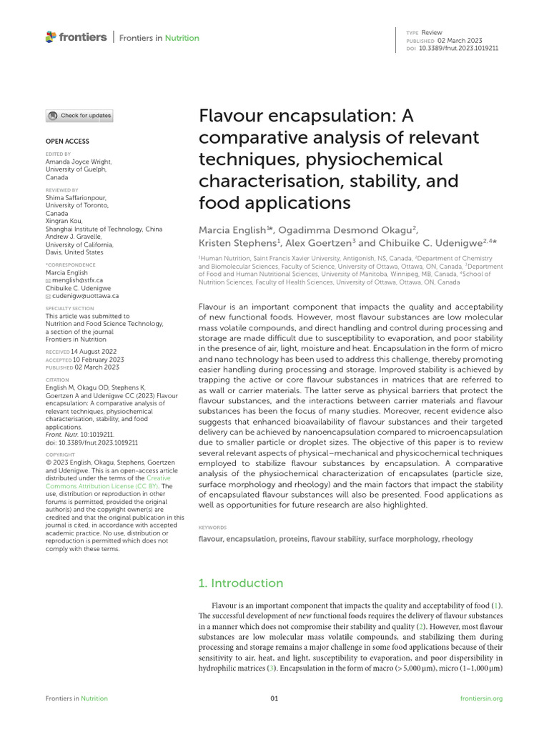 Flavour Encapsulation A Comparative Anal | PDF | Extrusion | Emulsion