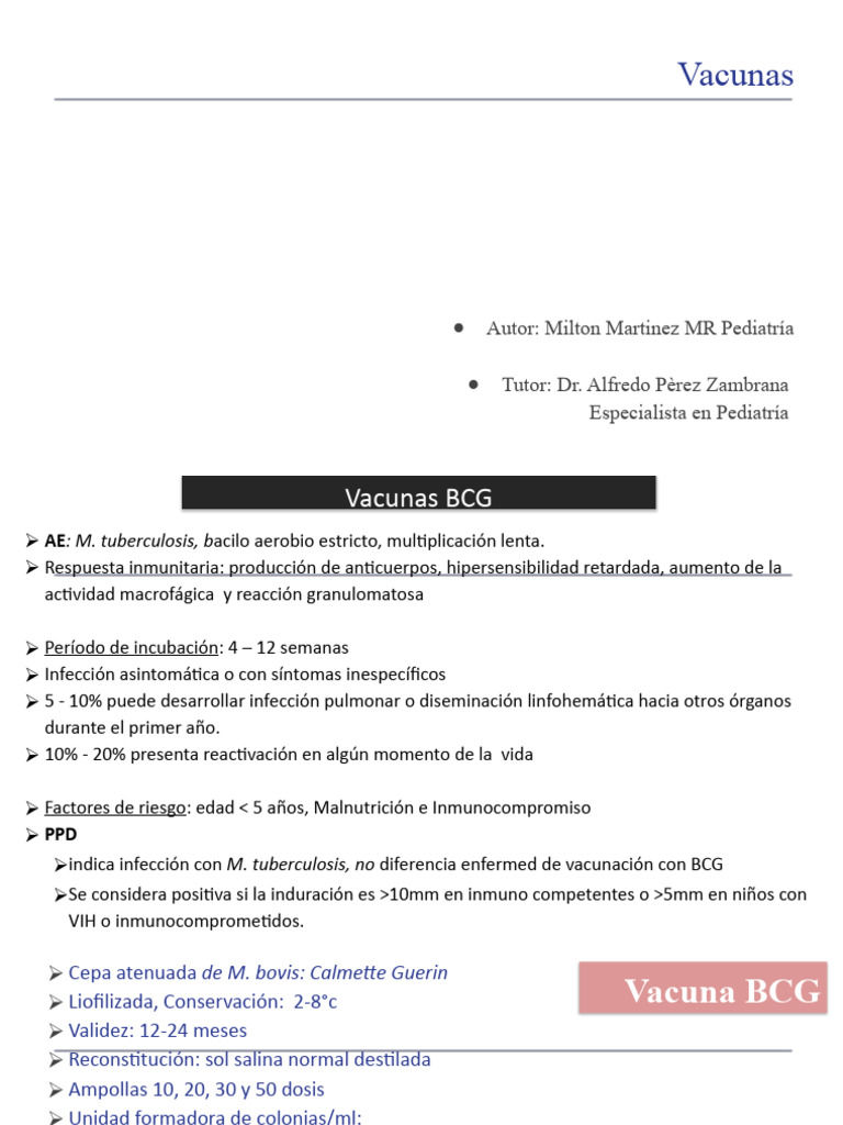 Evolución de la Vacuna BCG en Neonatos | PDF | Tuberculosis | Virus