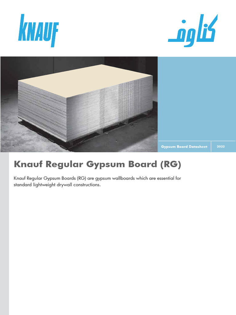 Knauf Regular Gypsum Board RG | PDF | Drywall | Building Engineering