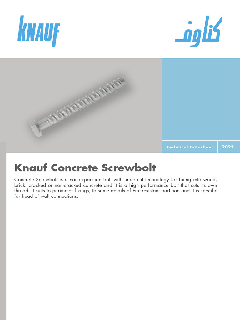 Knauf Concrete Screwbolt. 1 | PDF | Screw | Concrete