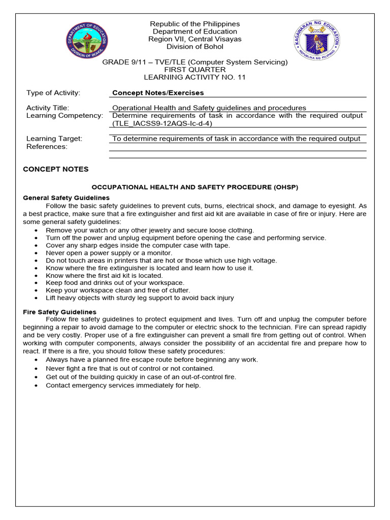 DLP Tve-Tle Css q1 Act 11-1 | PDF | First Aid | Occupational Safety And Health