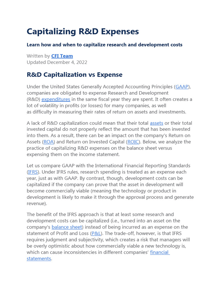 Capitalization of Assets | PDF | Income Statement | Expense