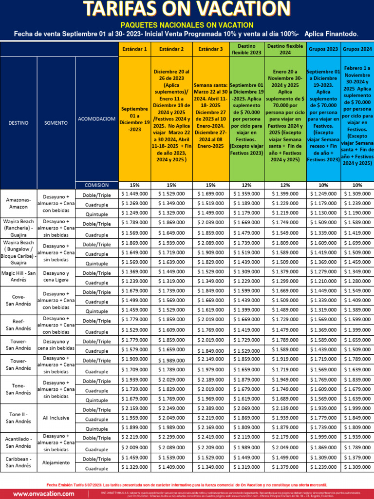 Tarifas On Vacation Septiembre 01-30-2023 2 | PDF | Comportamientos ... Tarifas On Vacation Septiembre 01-30-2023 2 | PDF | Comportamientos ...