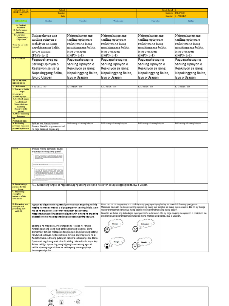 Week7 DLL Filipino | PDF