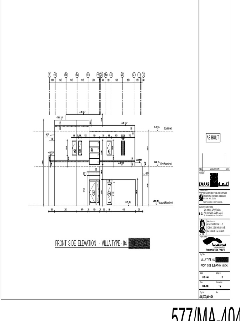 Front Side Elevation - Villa Type - 04 (Mirrored) : 1 1a 2 2a 3a 3 4 3b ...
