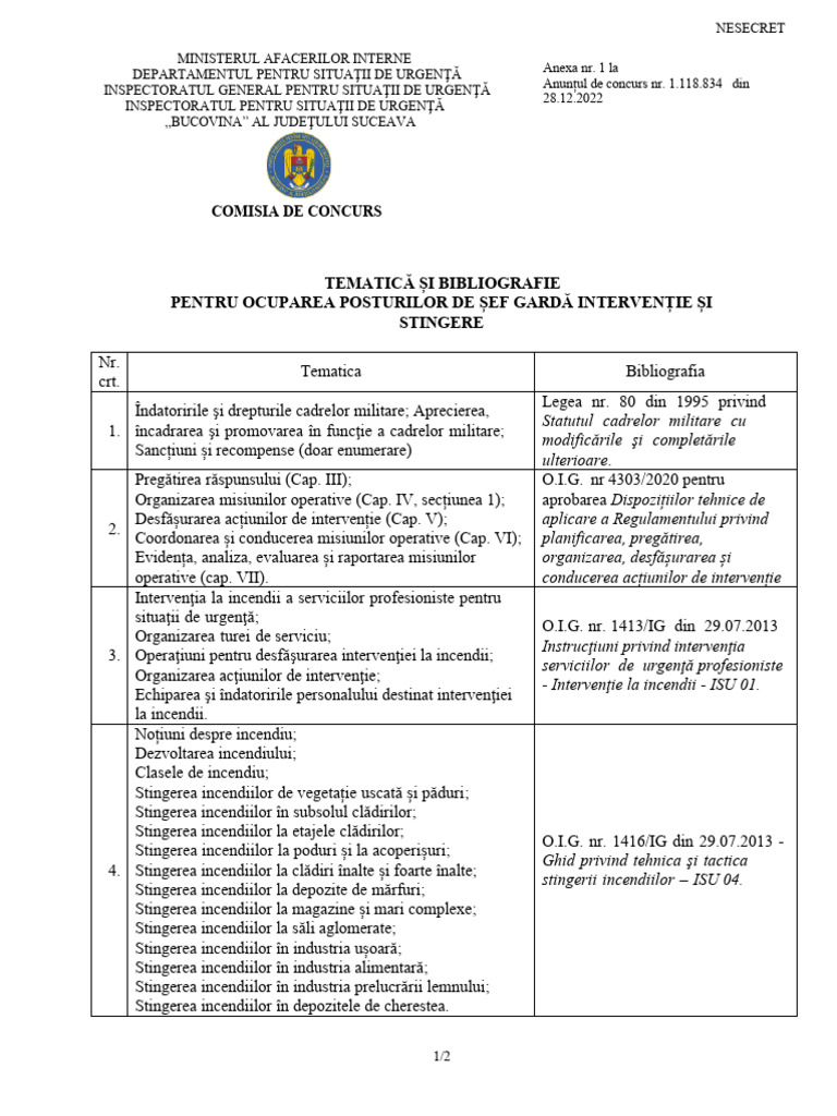 ANEXA Nr. 1 Tematica Si Bibliografia - Docsite | PDF