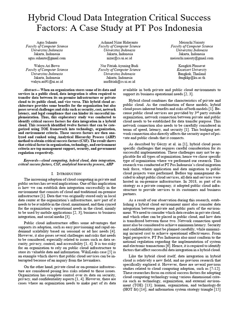 BestPaperICIC2019-Hybrid Cloud Data Integration Critical Success Factors A Case Study at PT Pos ...