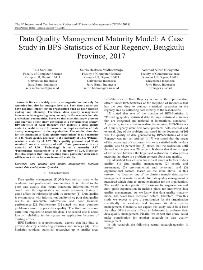 Data Quality Management Maturity Model | PDF | Data Quality | Quality Management