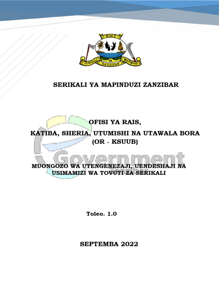 Muongozo Wa Kutayarisha Na Kusimamia Tovuti Za Serikali | PDF