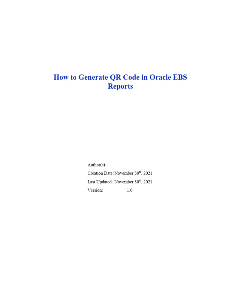 Genrate QR Code in EBS Custom Report - P | PDF | Databases | Information Technology Management