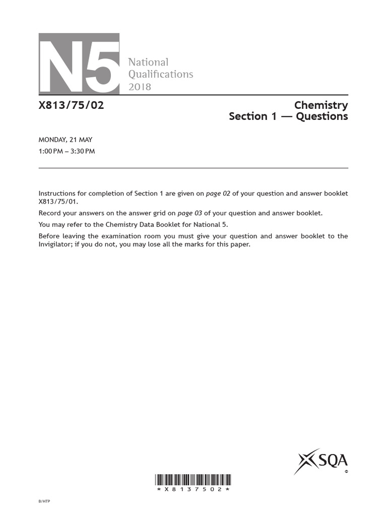 N5 Chemistry Past Paper 2018 | PDF | Nitrogen | Isotope