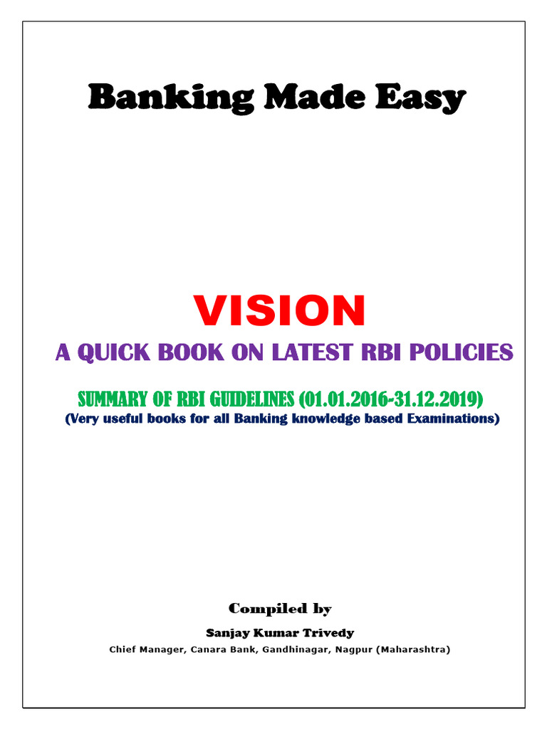 Banking Made Easy: Vision | PDF | Reserve Bank Of India | Cheque