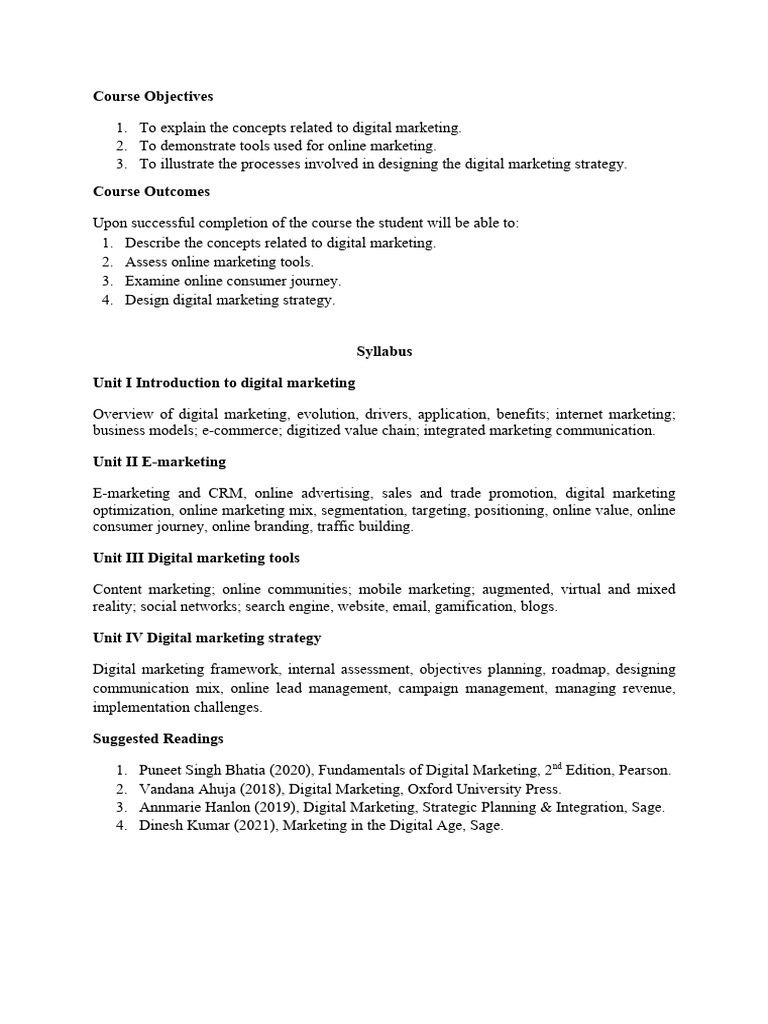 Digital Marketing Class Notes | PDF | Business