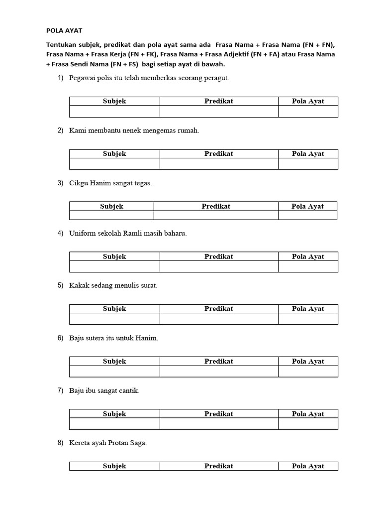 Latihan Pola Ayat | PDF