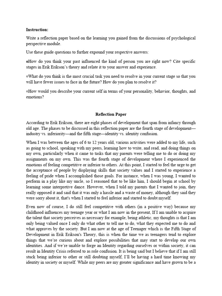 UTS - Reflection Paper | Download Free PDF | Identity (Social Science ...