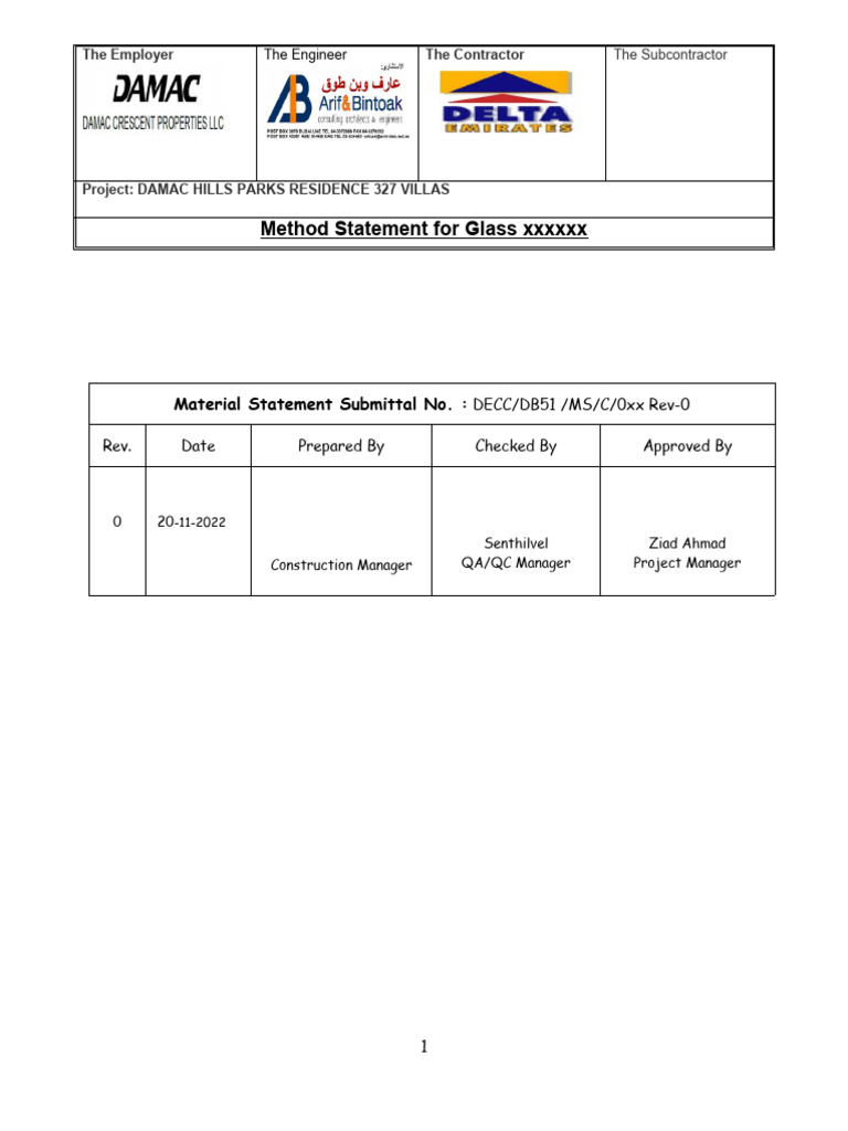 Method Statement For Aluminium Works 11 | PDF | Traffic | Occupational ...