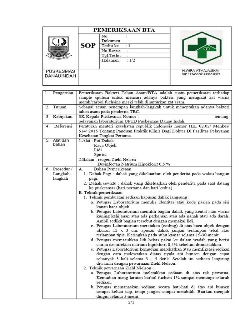 Pemeriksaan BTA | PDF