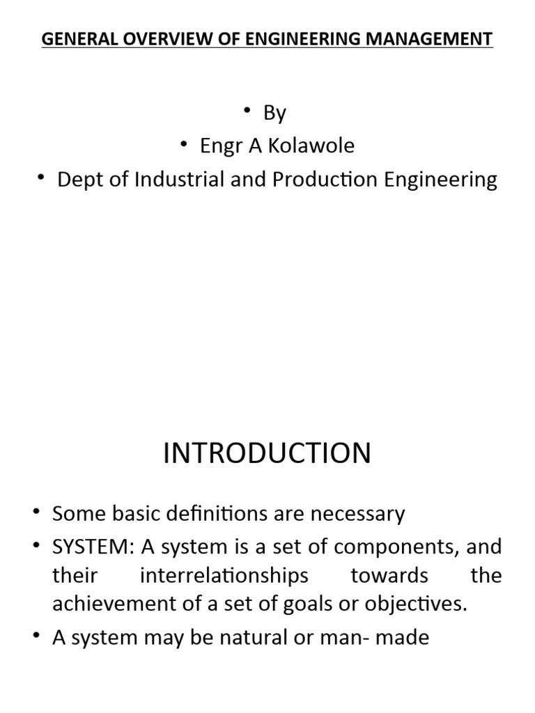 General Overview of Engineering Management - Tie 511 | PDF ...