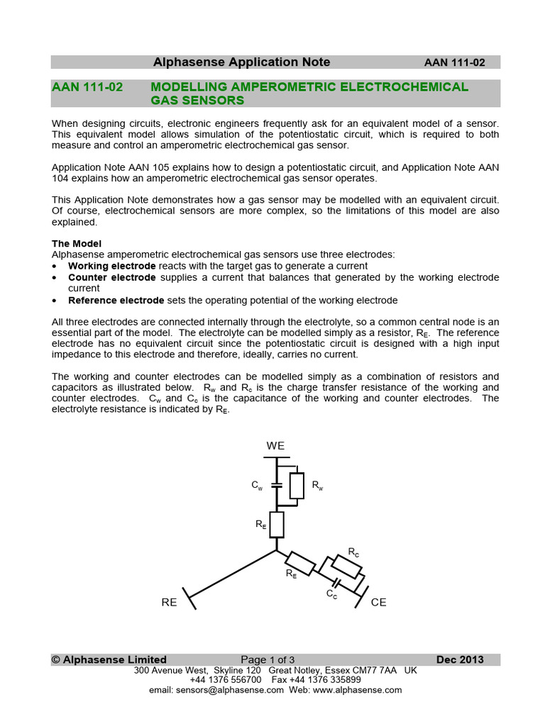 Modelling Amperometric Electrochemical Gas Sensors | PDF | Capacitor ...