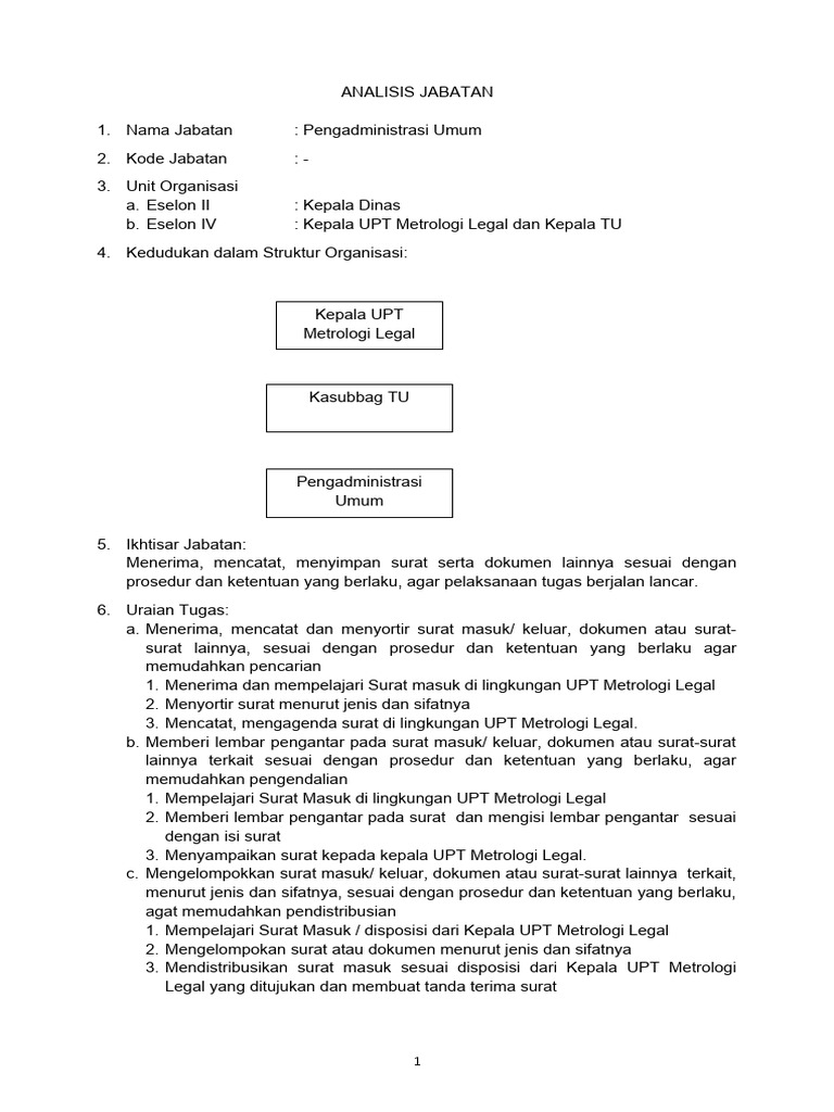 ANJAB Pengadministrasi Umum | PDF