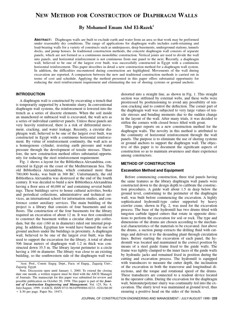 New Diaphragm Wall Construction Method | PDF | Concrete | Materials