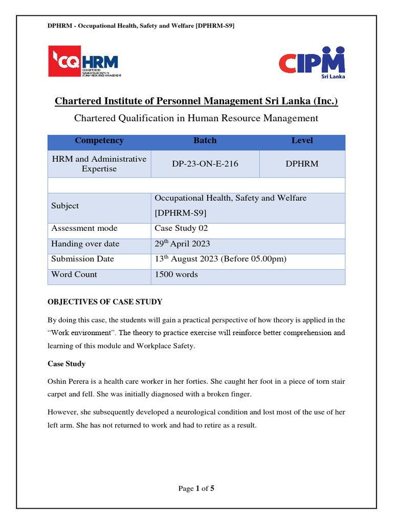 DPHRM - Occupational Health, Safety and Welfare (DPHRM-S9) - DP-23-On-E-216 | PDF | Occupational ...