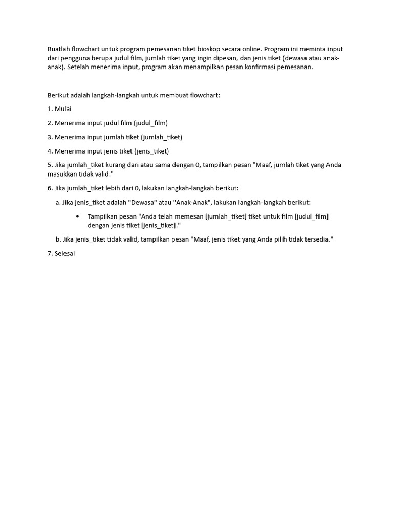 Flowchart Pemesanan Tiket Bioskop | PDF | Game & Aktivitas | Hukum