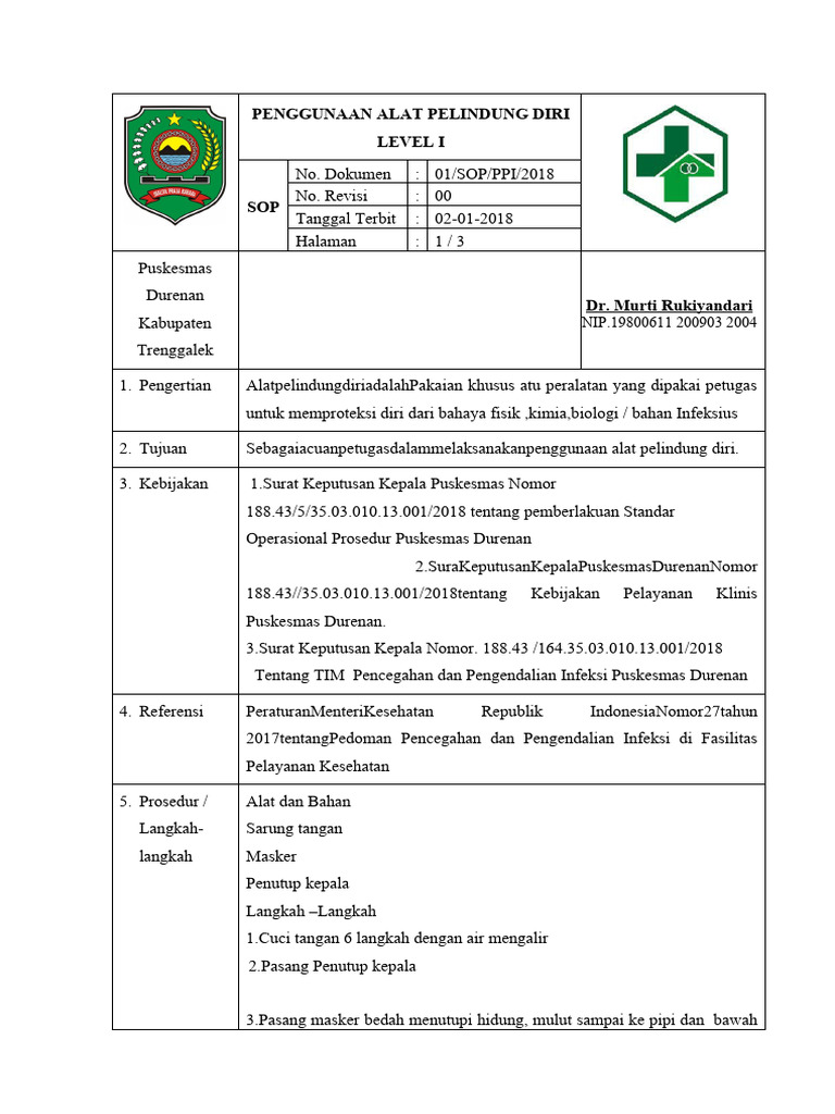 01 Sop Apd Level 1 Pdf