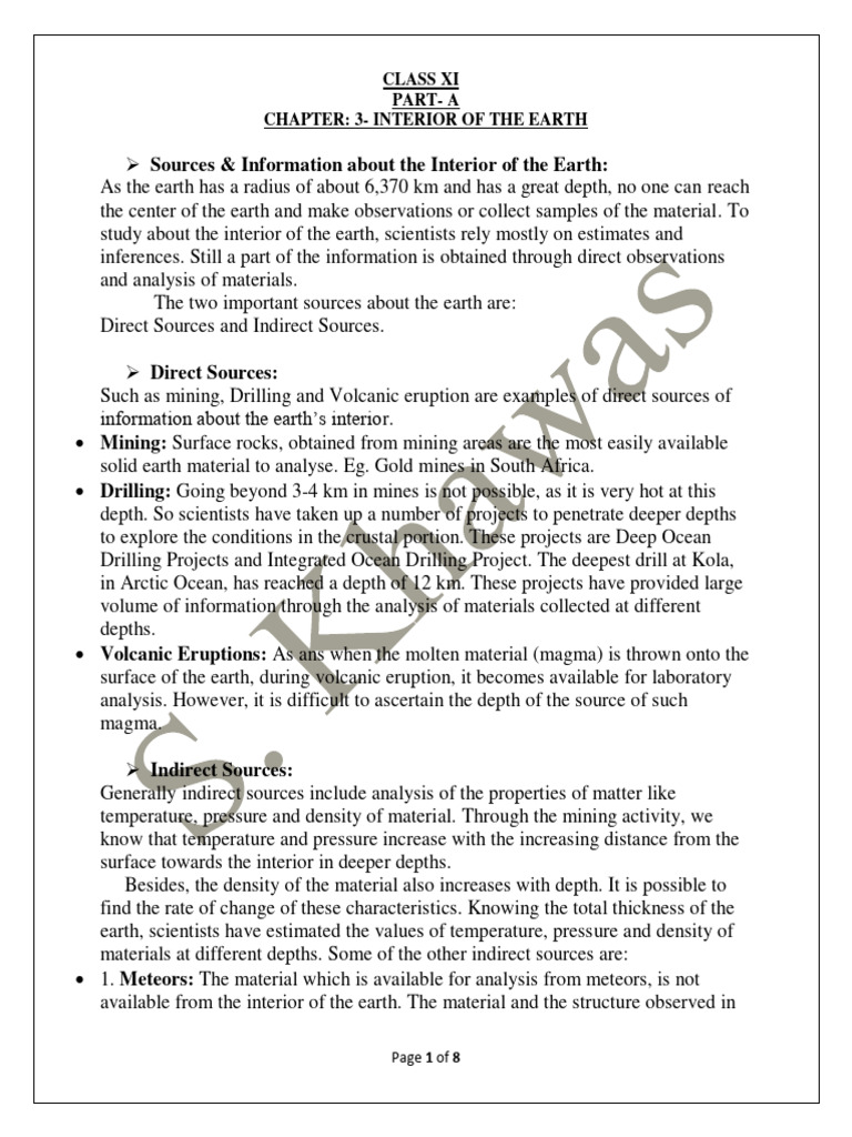 Interior of The Earth Notes | PDF | Earthquakes | Volcano