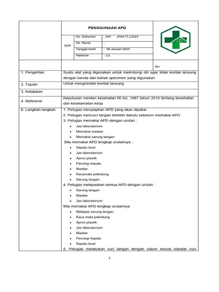 Panduan Penggunaan APD di Laboratorium | PDF | Kesehatan Holistik ...