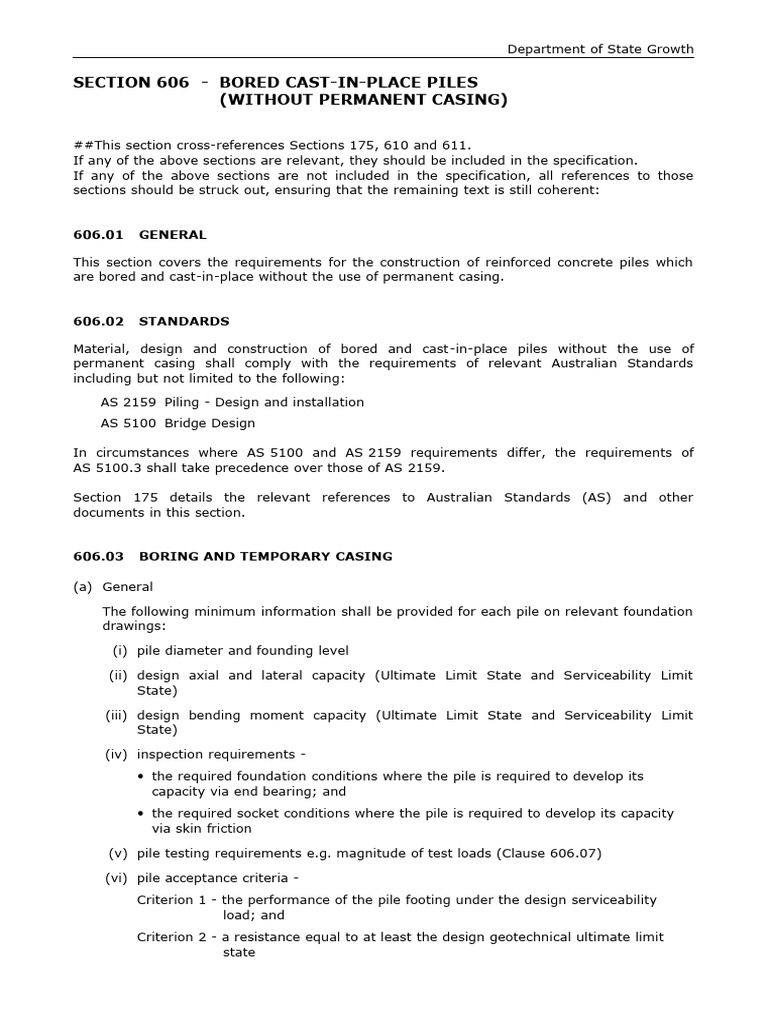 Sec 606 | PDF | Deep Foundation | Concrete