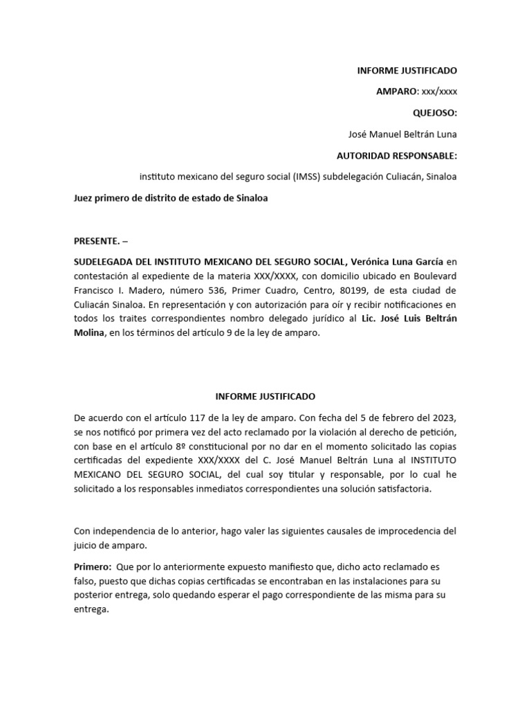 INFORME JUSTIFICADO Jose Manuel | PDF | México | Justicia