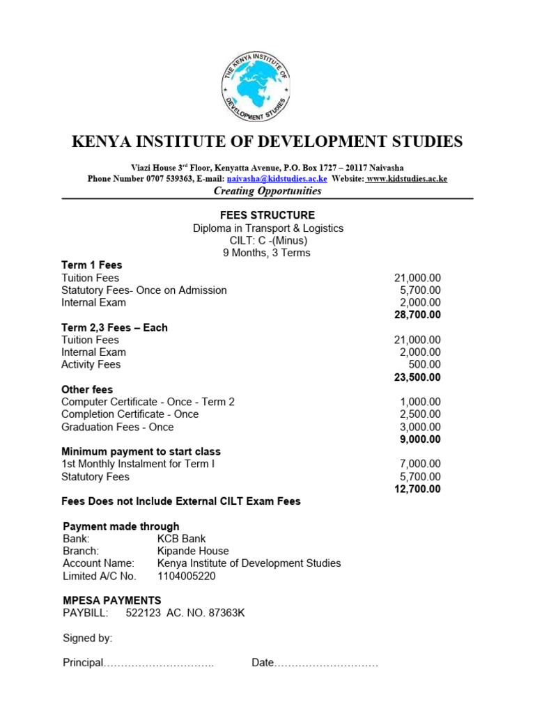 Transport & Logistics - CILT Diploma Fees | PDF