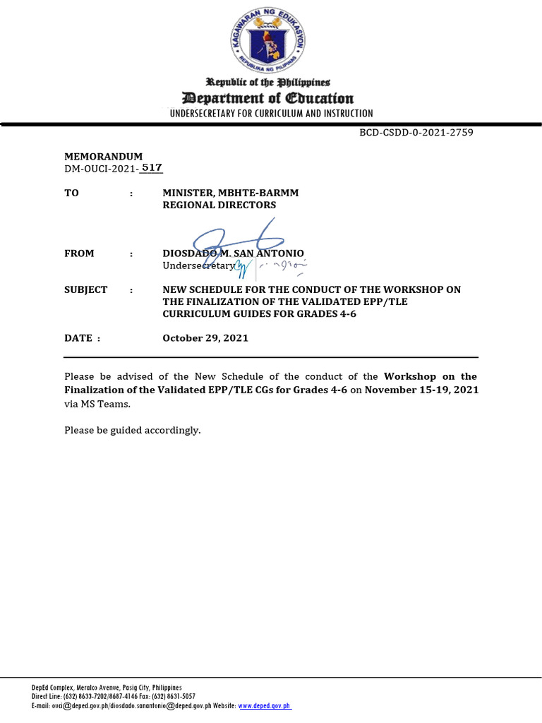 Memo New Sched Finalization CGs For Grades 4 6 Updated 1 | Download ...