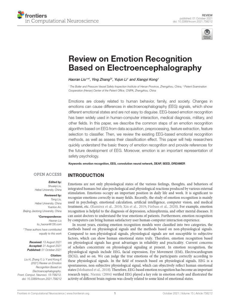 EEG-Based Emotion Recognition Review | PDF | Emotions | Electroencephalography