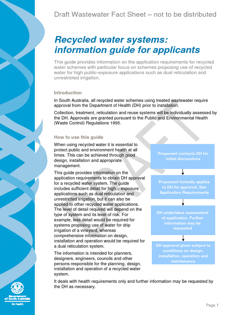 Recycled Water Systems Approval Guide | PDF | Reclaimed Water | Sewage ...