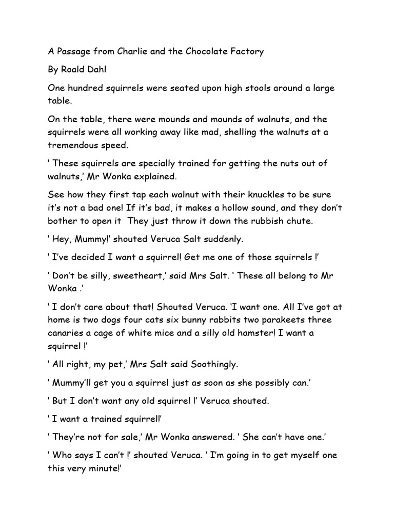 Veruca Salt's Squirrel Monologue | PDF