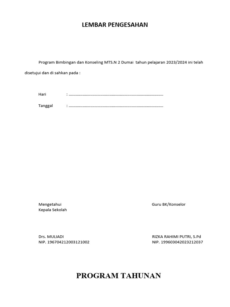 Contoh Program BK SMP Kelas 9 | PDF