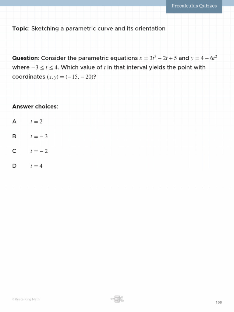 01 Sketching A Parametric Curve and Its Orientattion | PDF | Equations ...