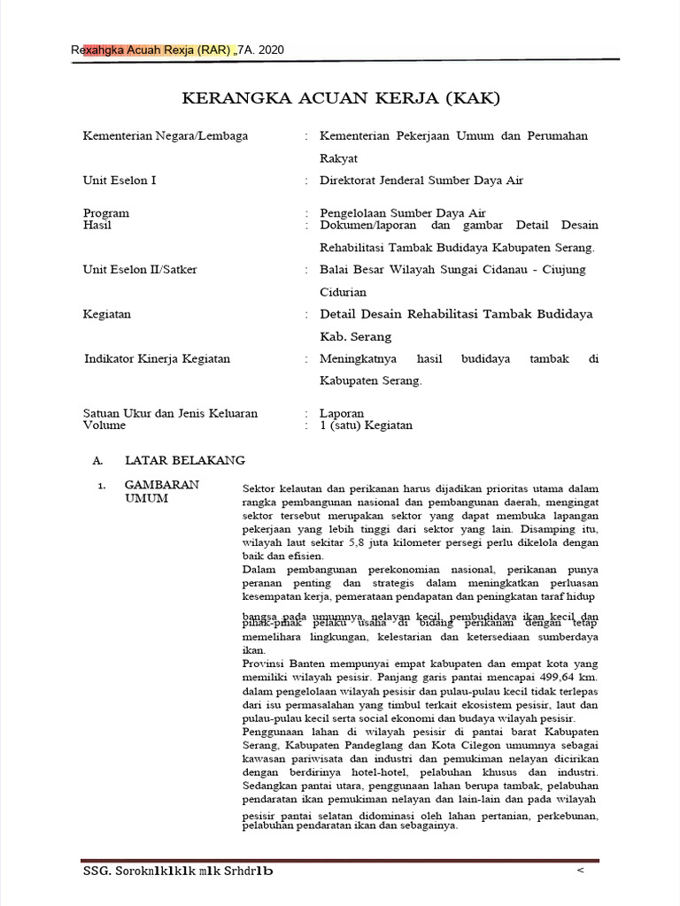 PDF Kak DD Rehab Tambak Serang | PDF