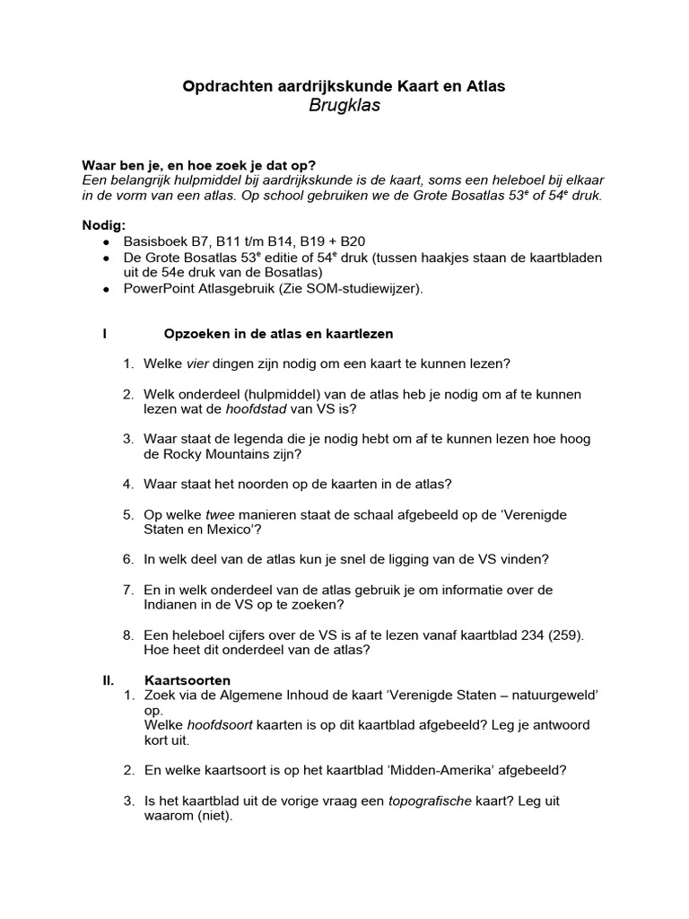 Opdrachten Kaart en Atlas 1819 | PDF