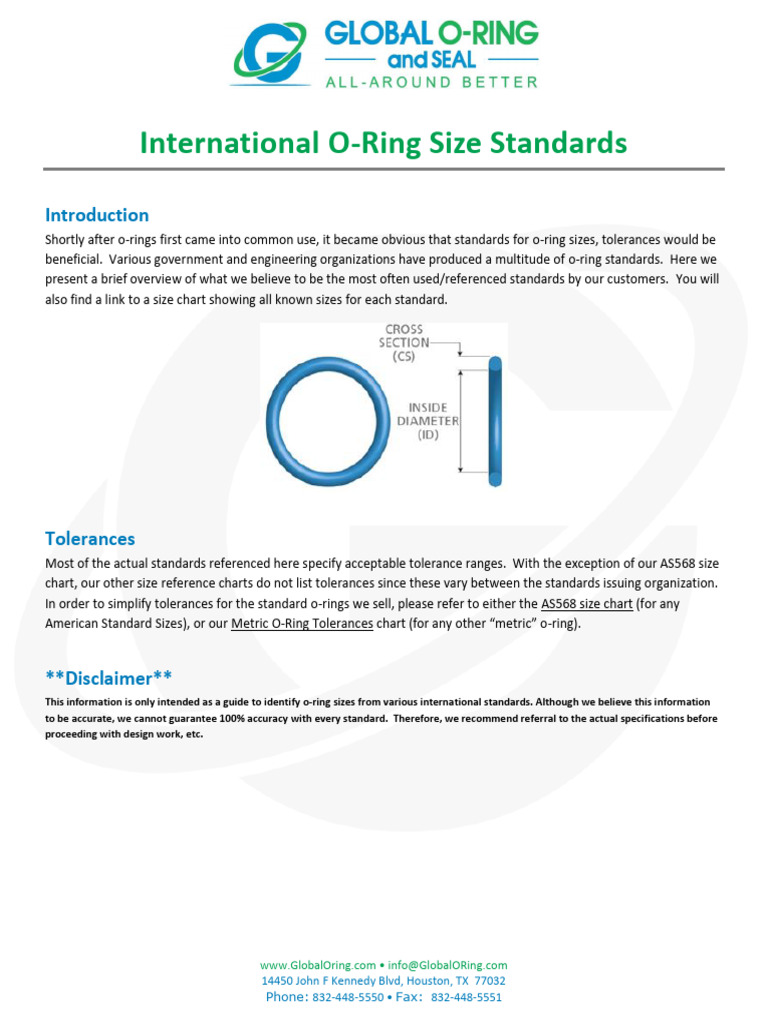 International O Ring Size Standards | PDF | Industrial Processes ...