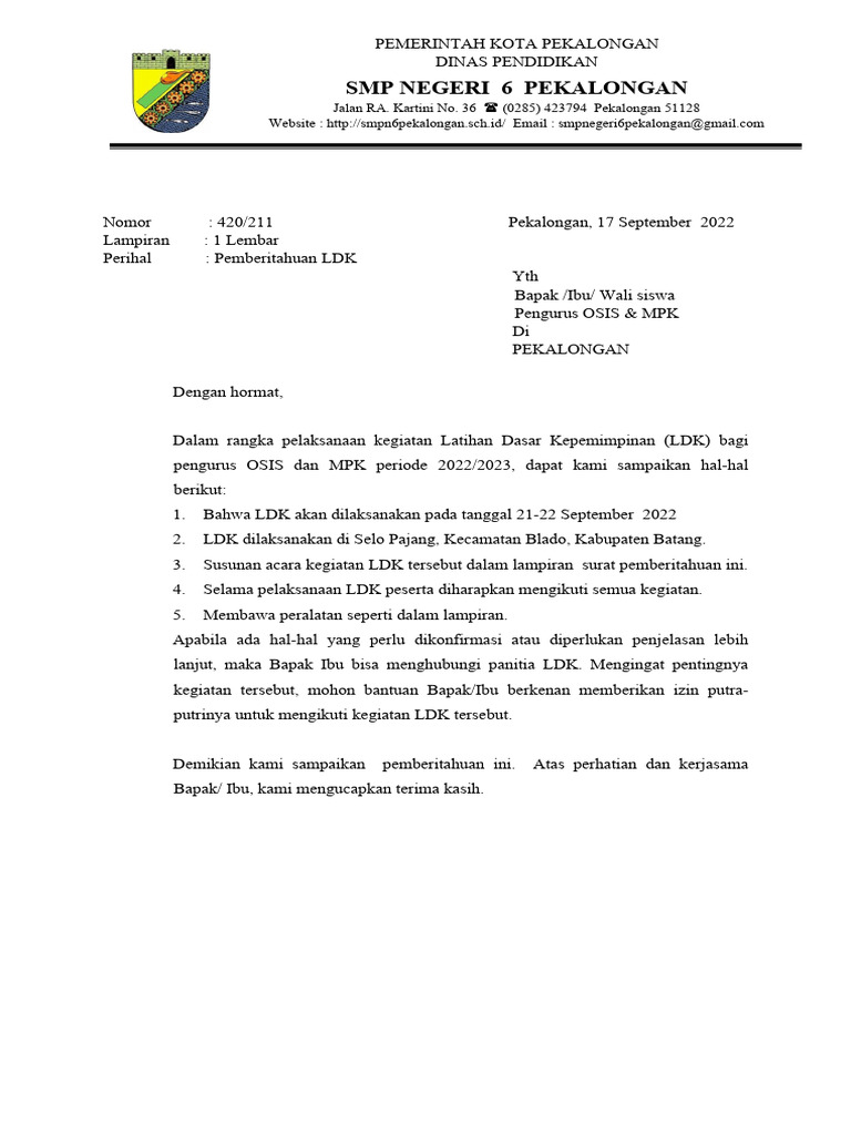 Pemebritahuan LDK | PDF