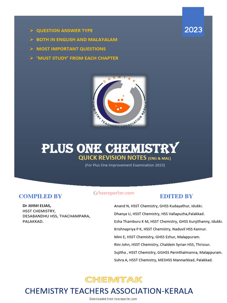 Hssreporter - Com Chemtak Plusone Chemistry Studymaterial Imp2023 | PDF